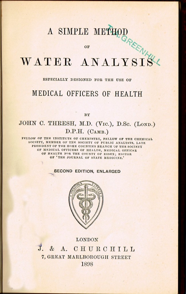 A Simple Method of Water Analysis | Farmacia Museo Aramburu
