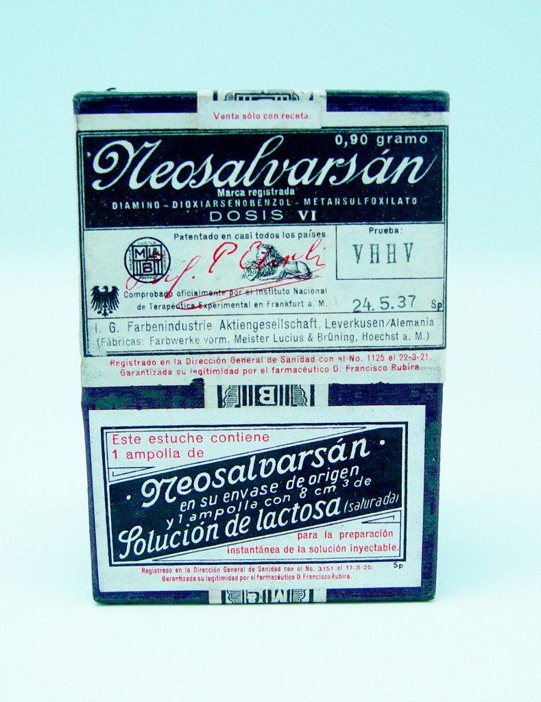 Neosalvarsán Dosis V I- 0,90 g. 1 ampolla de 8cc | Farmacia Museo Aramburu